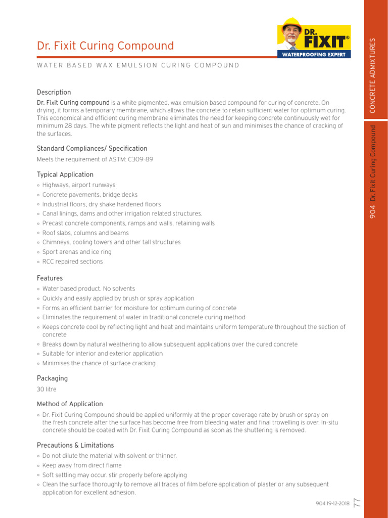 904 Dr. Fixit Curing Compound | PDF