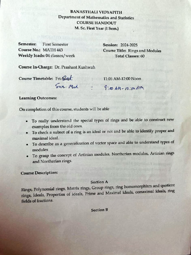 Handout Rings And Modules Pdf