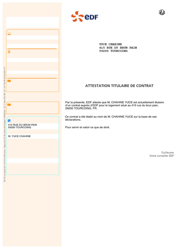 Justificatif de Domicile EDF | PDF