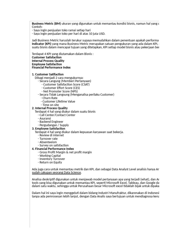 Michael Setiawan - Tugas Modul 2 (Key Business Metrics) | PDF