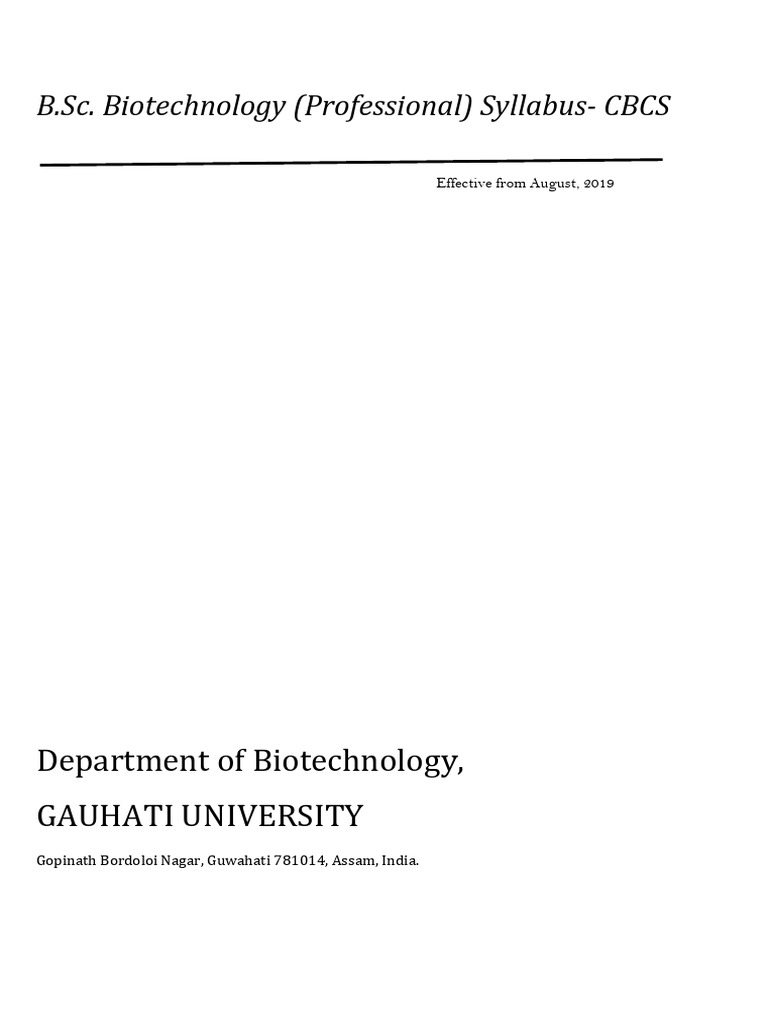 BSC Biotech Hon CBCS (2019) | PDF