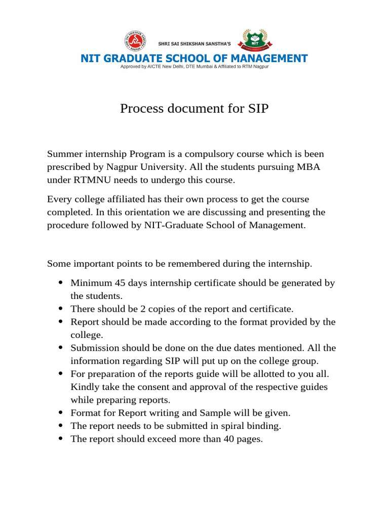 Process document for SIP | PDF