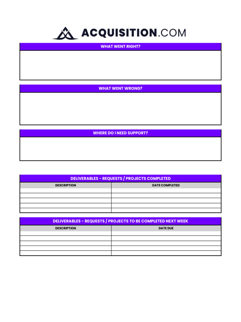 EOW Report - Template | PDF