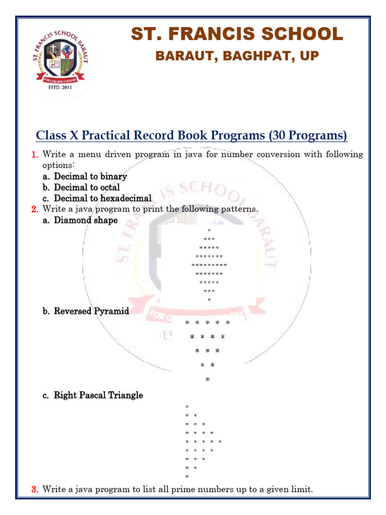 Class X-Computer Practical Programs | PDF