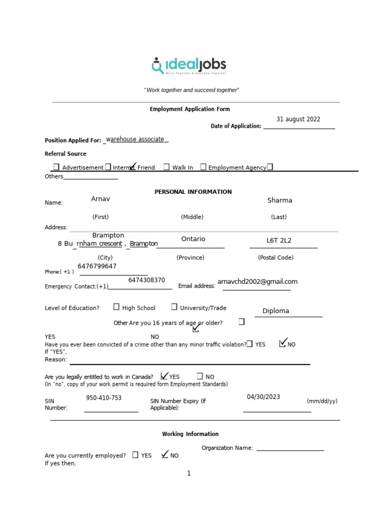 Warehouse Associate Job Application | PDF | Personal Protective ...