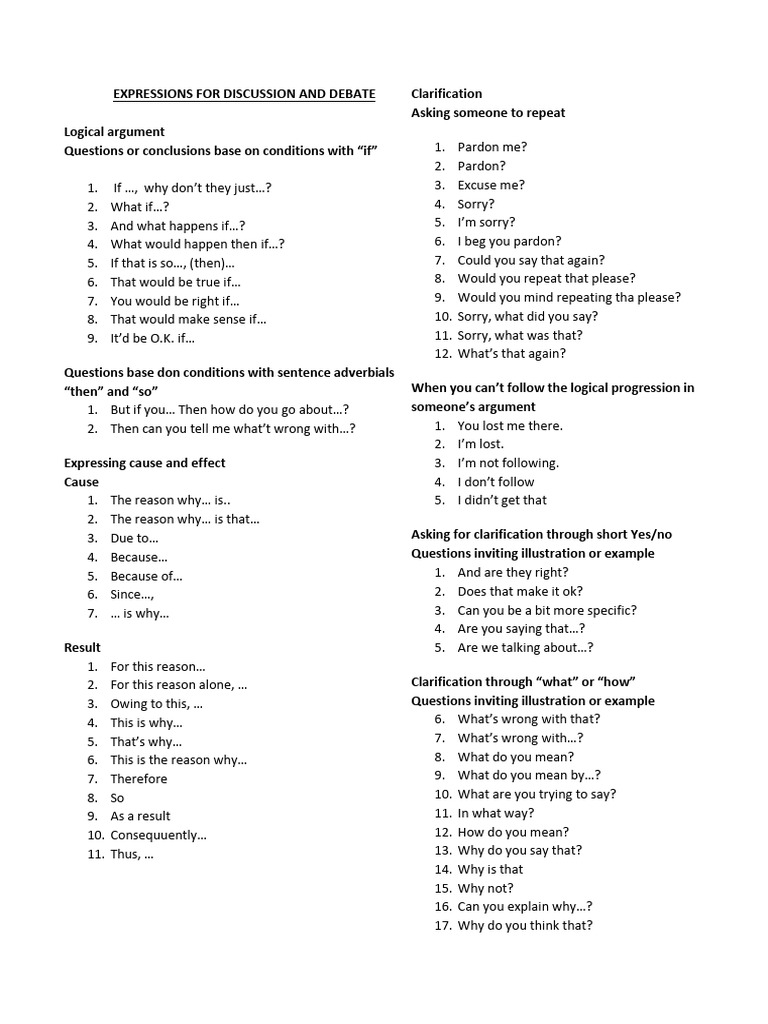 Expression For Discussion and Debate-7 | PDF | Reason | Argument