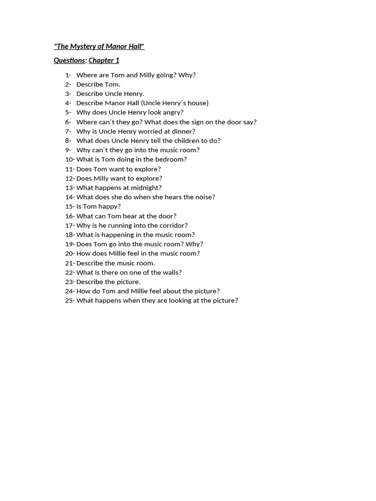 The Mystery of Manor Hall | PDF