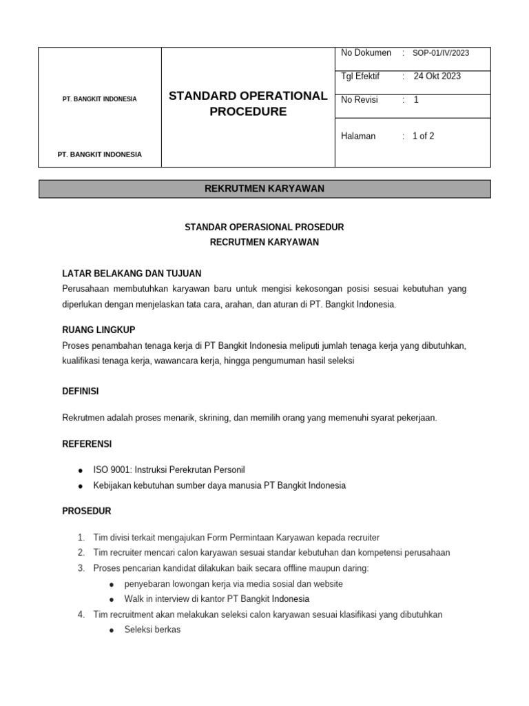 SOP Recruitmen - Cyb (CKI) | PDF