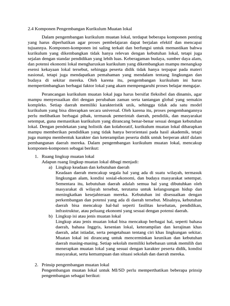 Komponen Kurikulum Muatan Lokal | PDF | Ilmu Sosial | Perjalanan