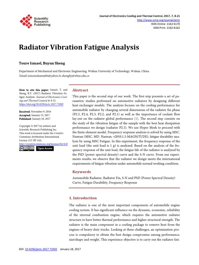 Radiator Vibration Fatigue Analysis | PDF