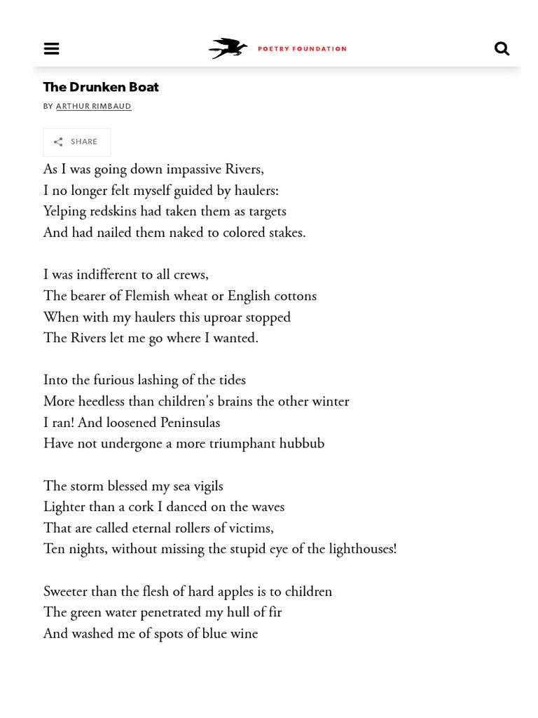 The Drunken Boat - Arthur Rimbaud | PDF