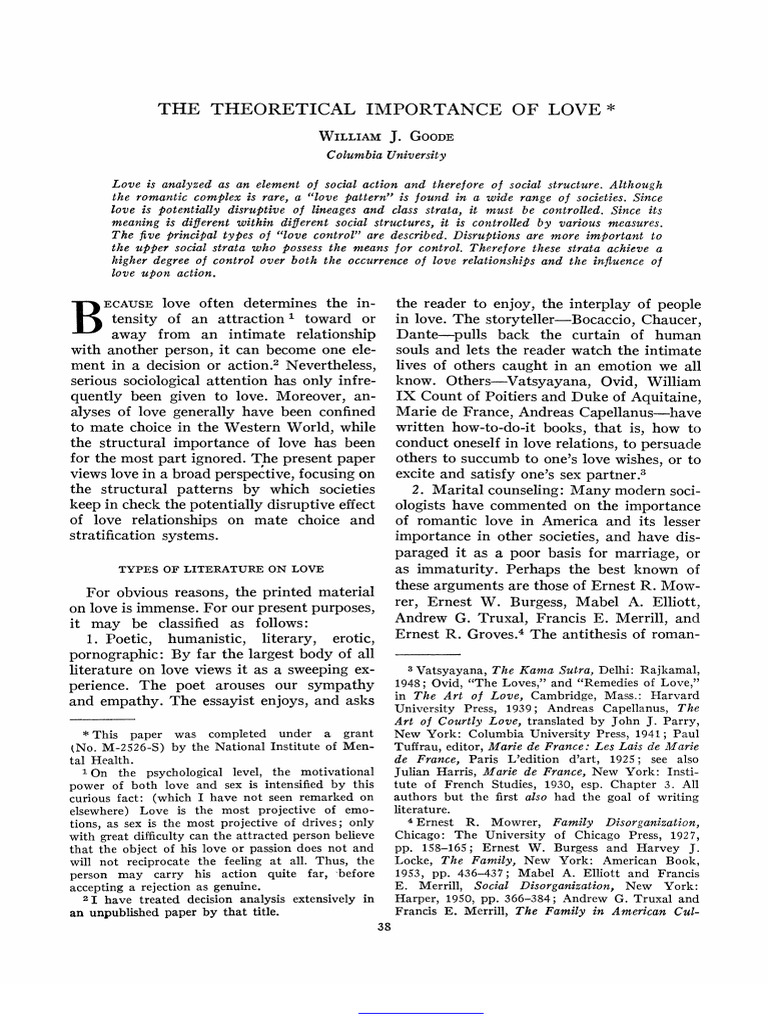 Goode 1959 - The Theoretical Importance of Love | PDF