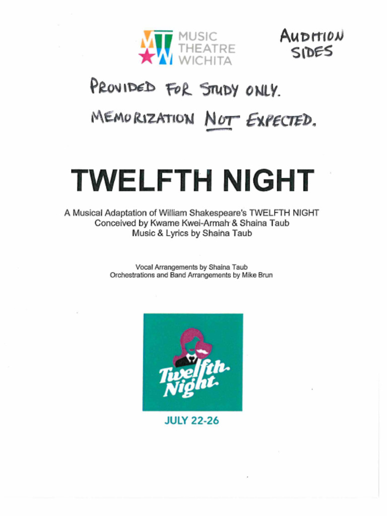 TWELFTH NIGHT Audition Sides | PDF