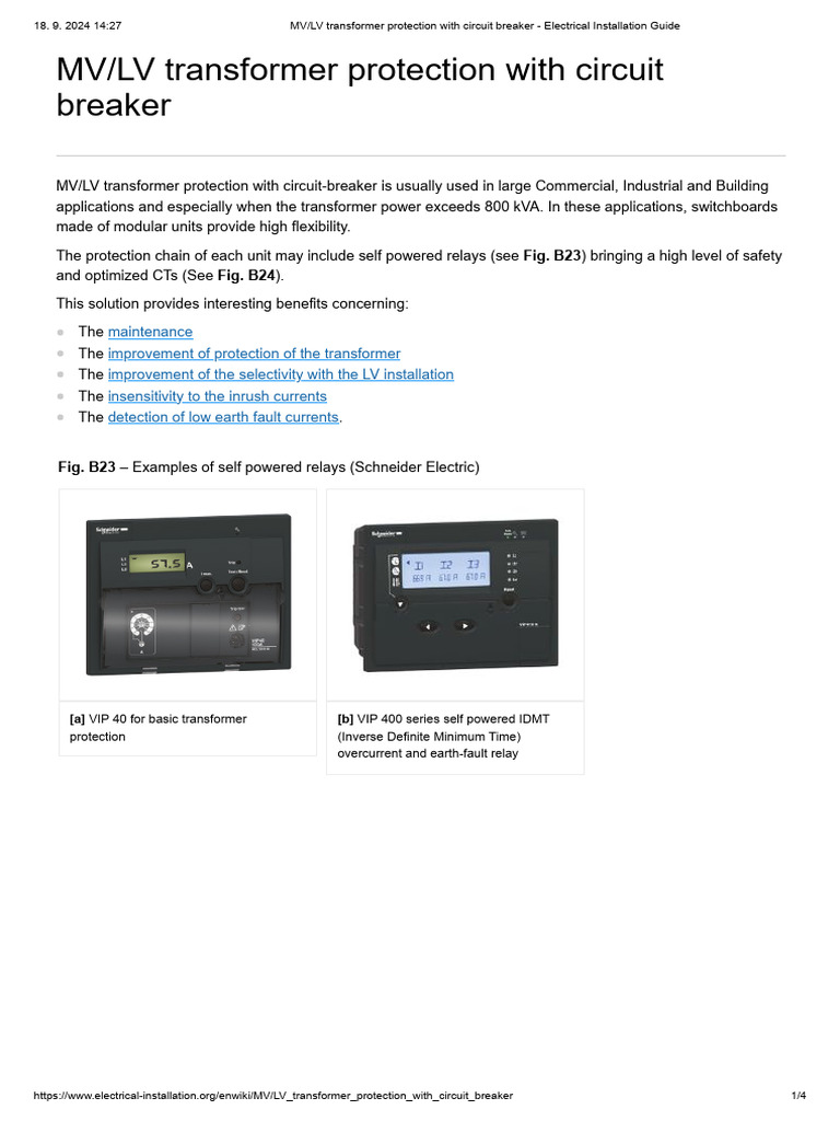 Mv Lv Transformer Protection With Circuit Breaker Electrical