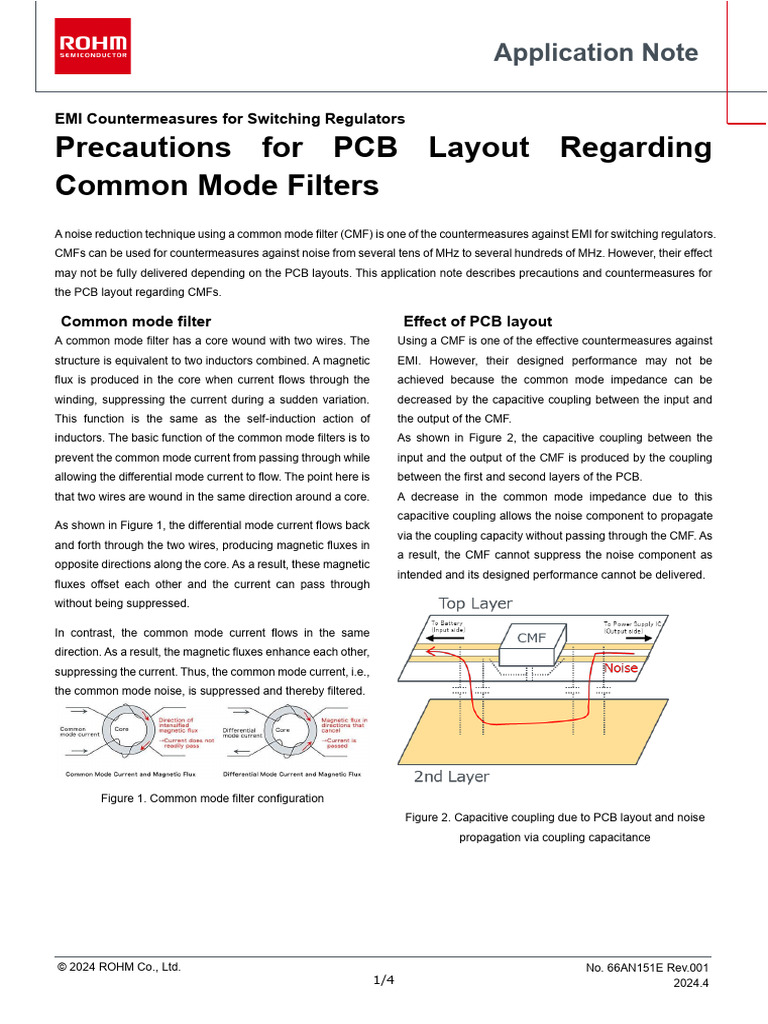 Precautions For PCB Layout Regarding Common Mode Filters An-E | PDF