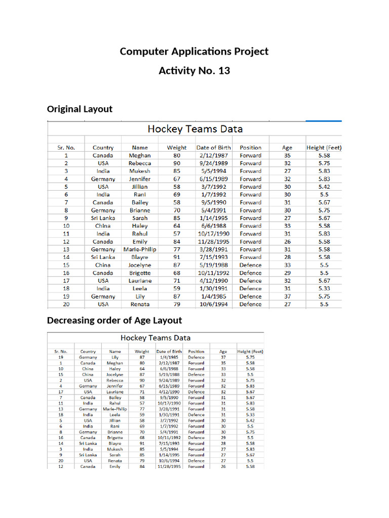 Computer Applications Project Activity No. 13 | PDF