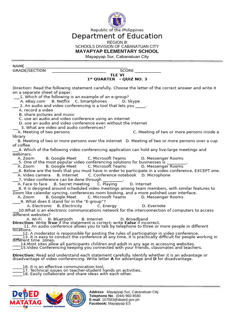 TLE Quiz No. 3 | PDF
