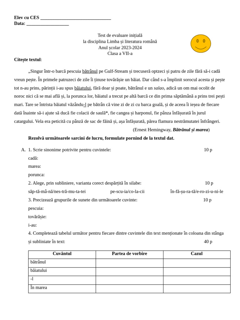 Elev Cu Ces Test Initial | PDF