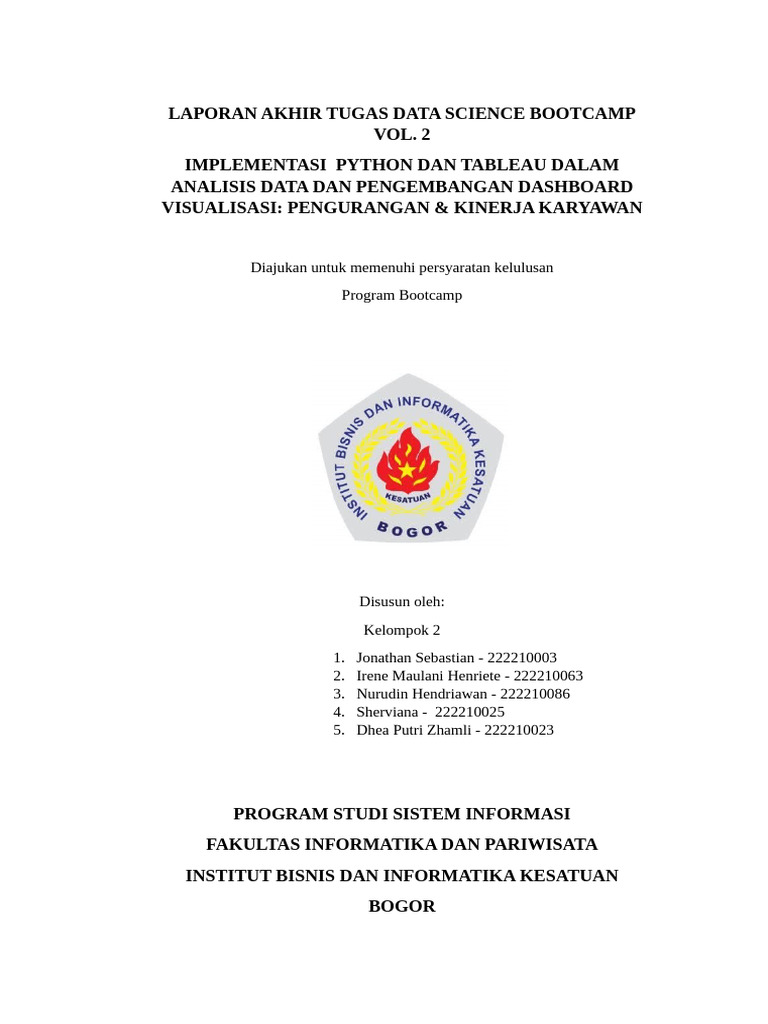 Laporan Akhir Tugas Data Science Bootcamp Vol | PDF
