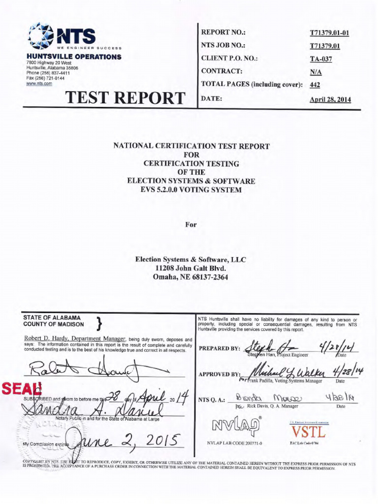 ESS EVS 5200 Test Report | PDF
