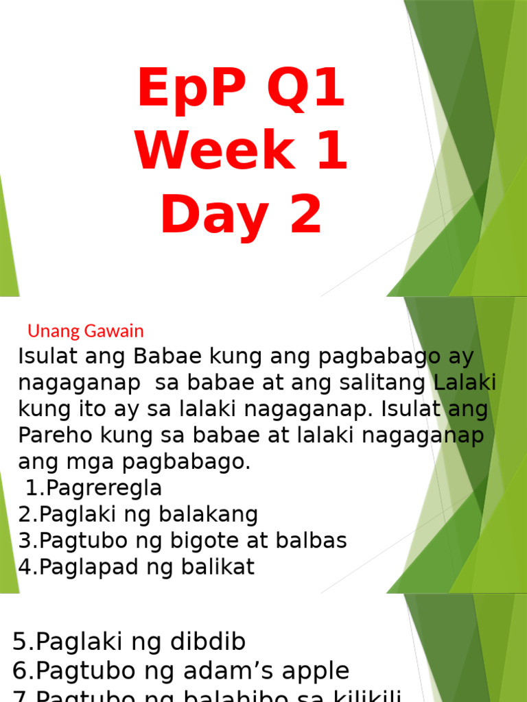 Epp 5 q1 w1 Day 2 | PDF