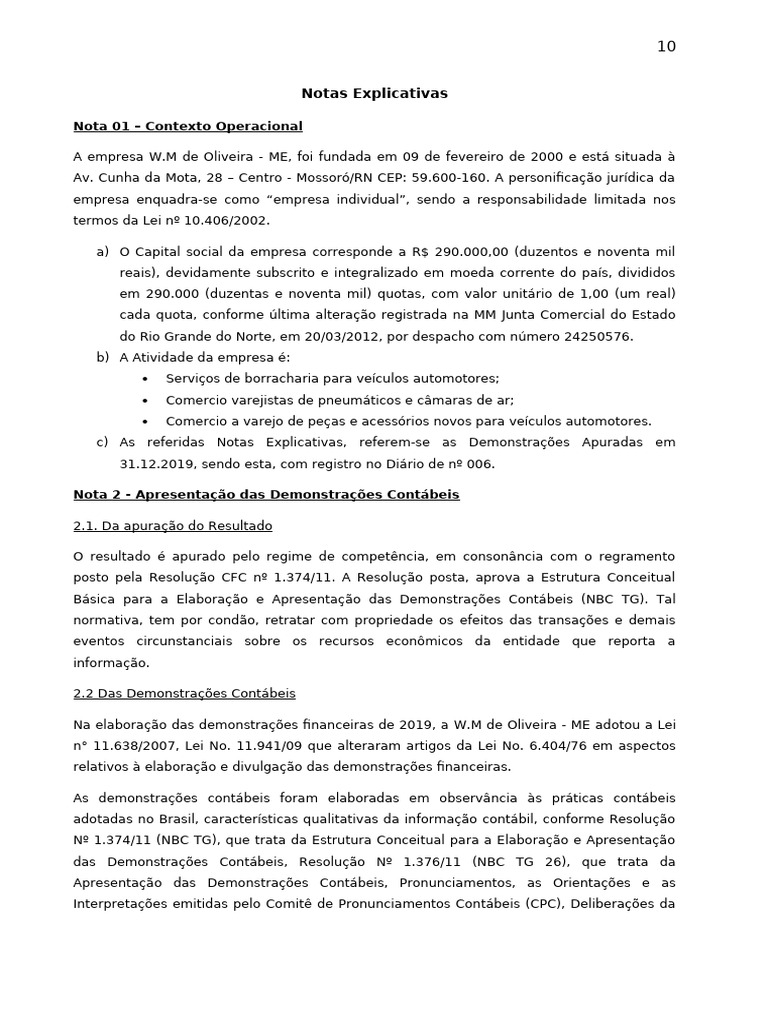 Notas Explicativas Modelo 2 | PDF