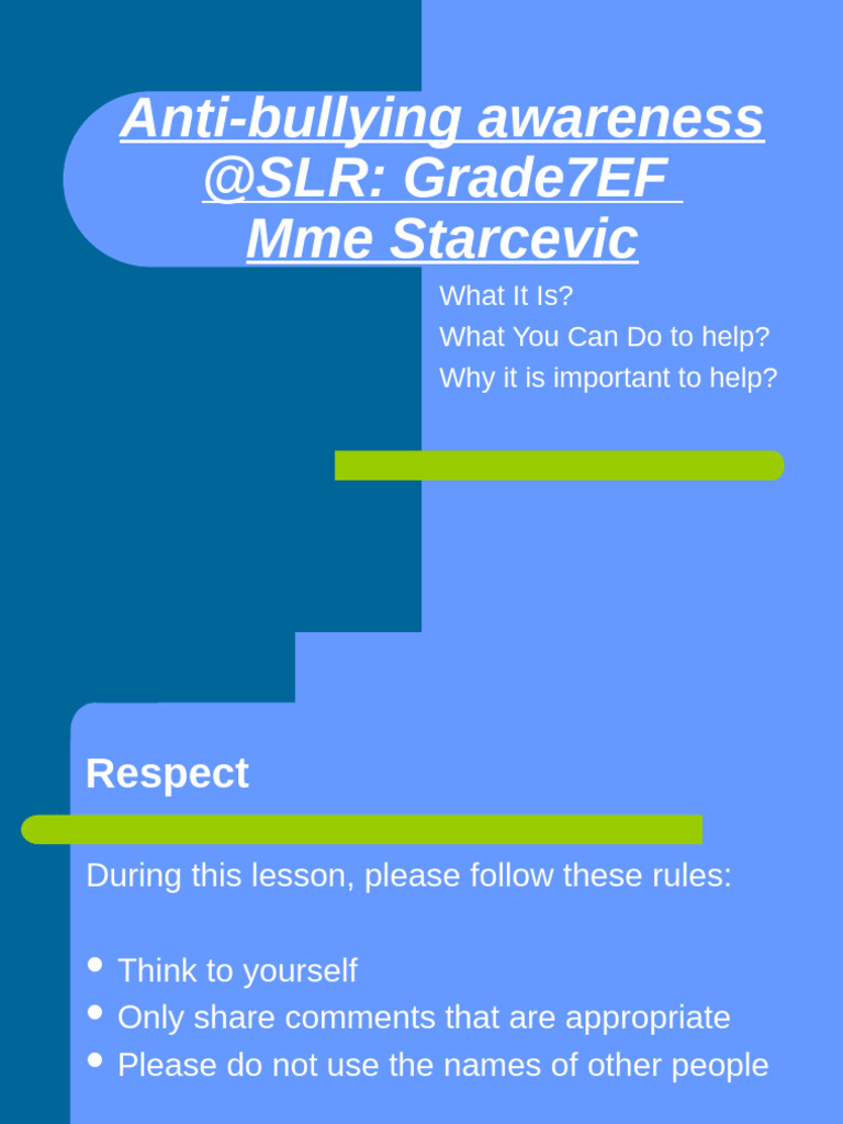 Bullying Prevention Presentation To 6th Grade | PDF