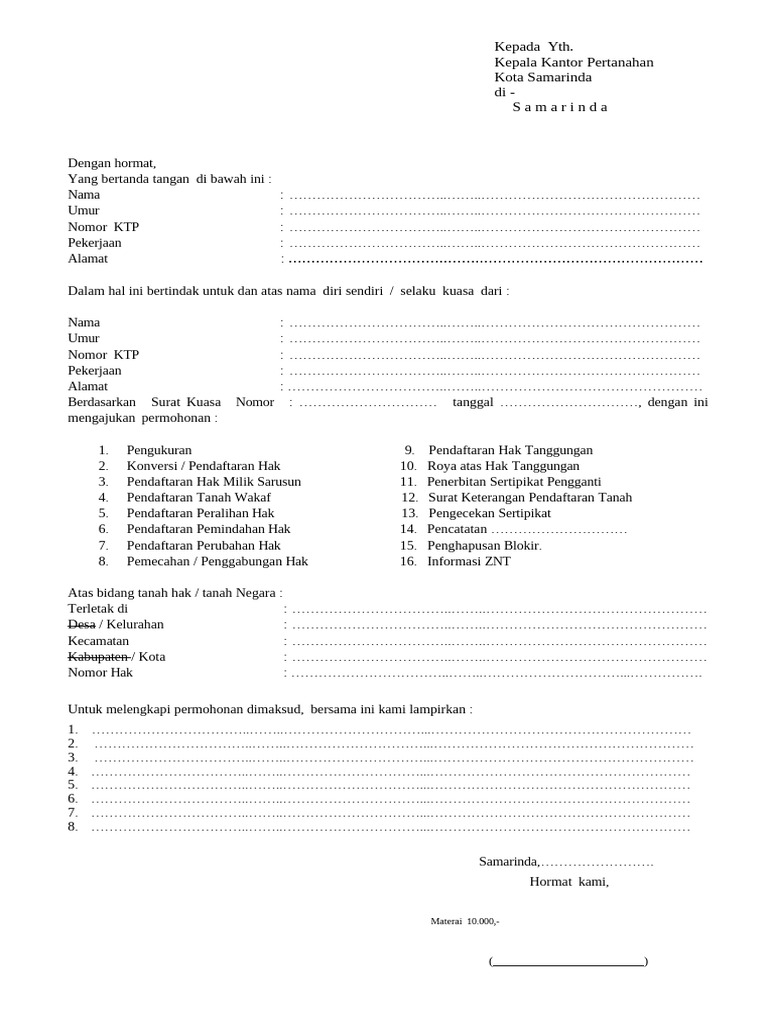 Blanko Permohonan | PDF