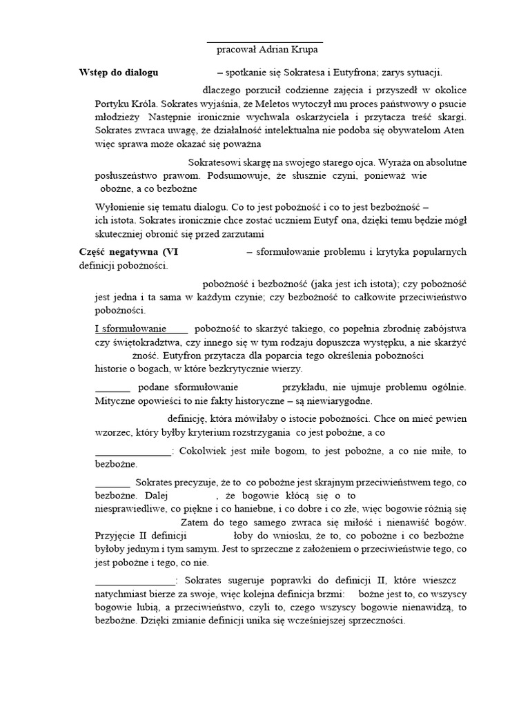 Plan Eutyfrona, Adrian Krupa | PDF
