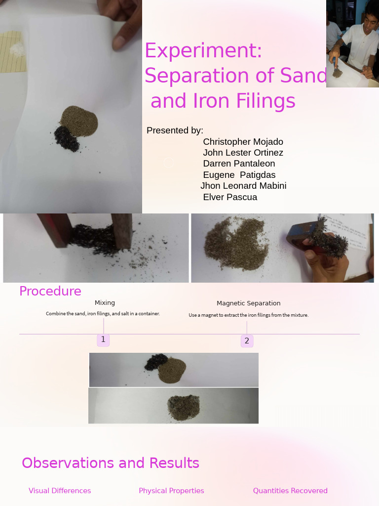 Experiment Separation of Sand Iron Filings | PDF