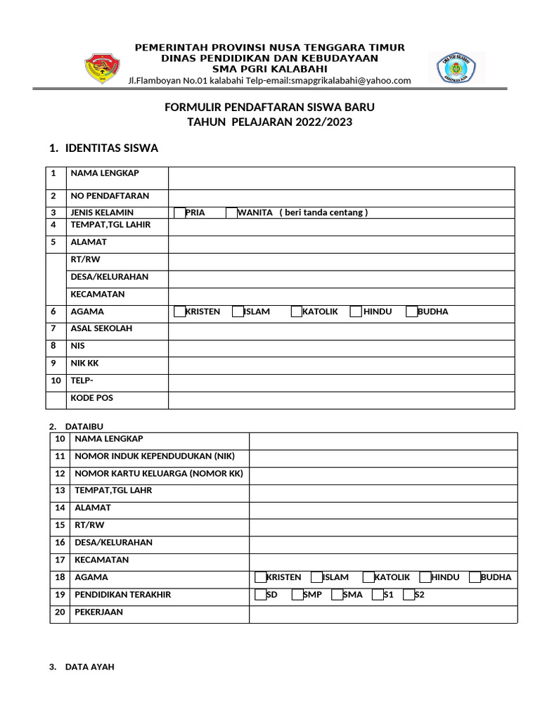 FORMULIR PPDB 2022 | PDF