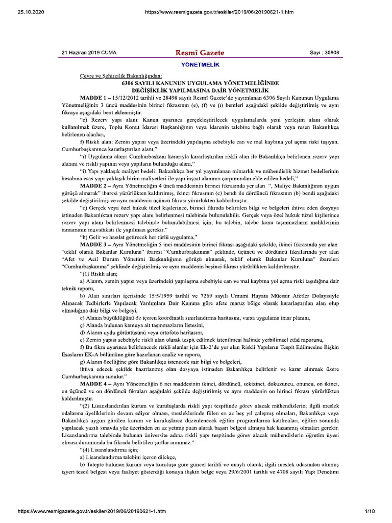 6306 Sayılı Kanun - Resmigazete - Degisiklik | PDF
