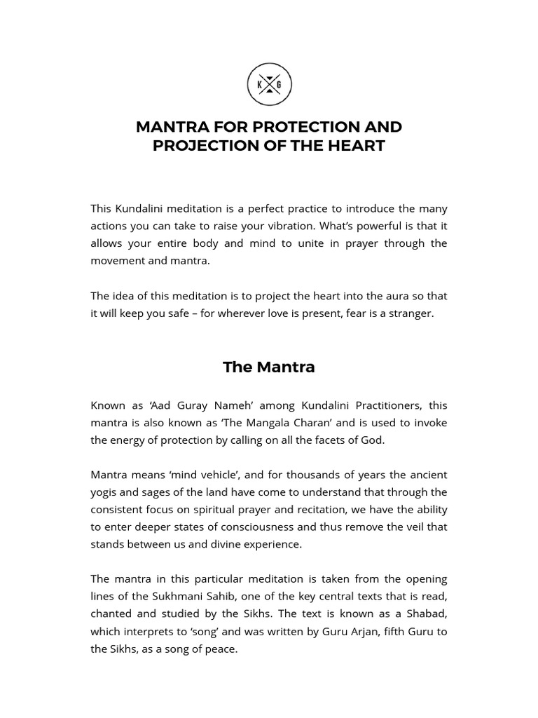 4UhxmvcfSPmrrAja8VOf MANTRA FOR PROTECTION AND PROJECTING THE HEART | PDF