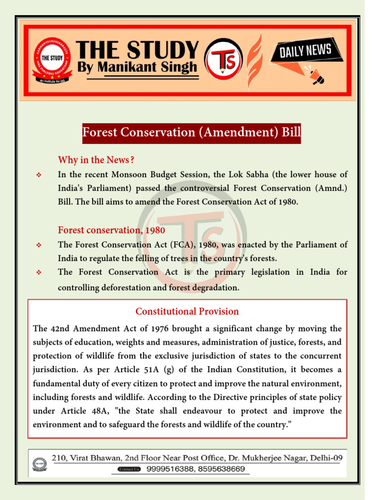 Forest Conservation Amendment Bill | PDF