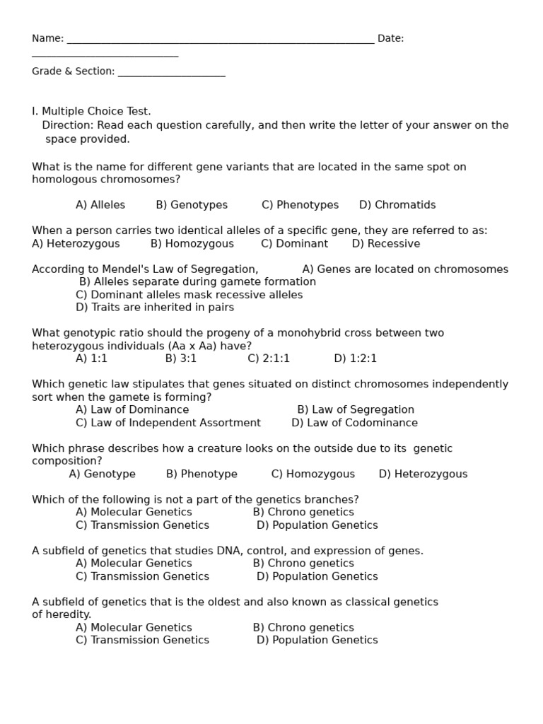 Gen Bio II Quiz. special | PDF