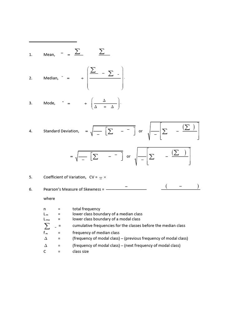 Formulas (Appendix) | PDF