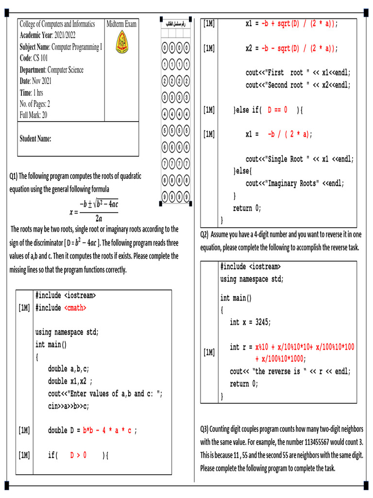 Midterm 2021-2022 - sol | PDF
