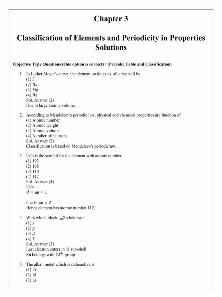 Chemistry - Periodicity | PDF