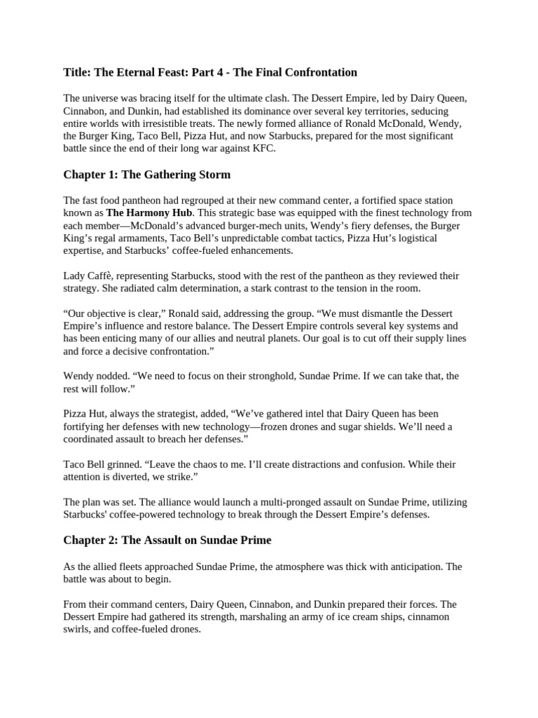 The Eternal Feast The Final Confrontation | PDF