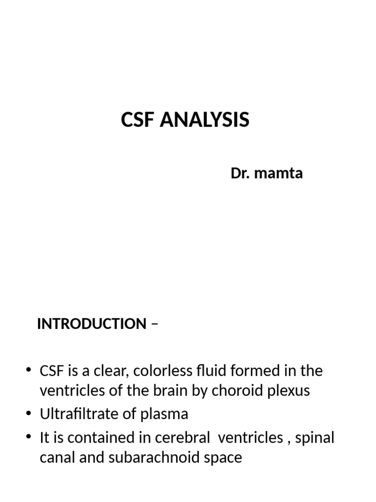 CSF Analysis | PDF