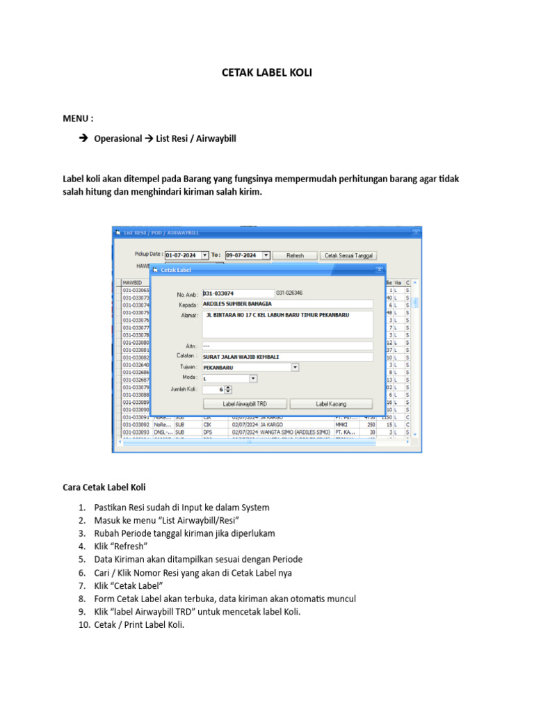 Smart Courier - Cetak Label Koli - 1 | PDF