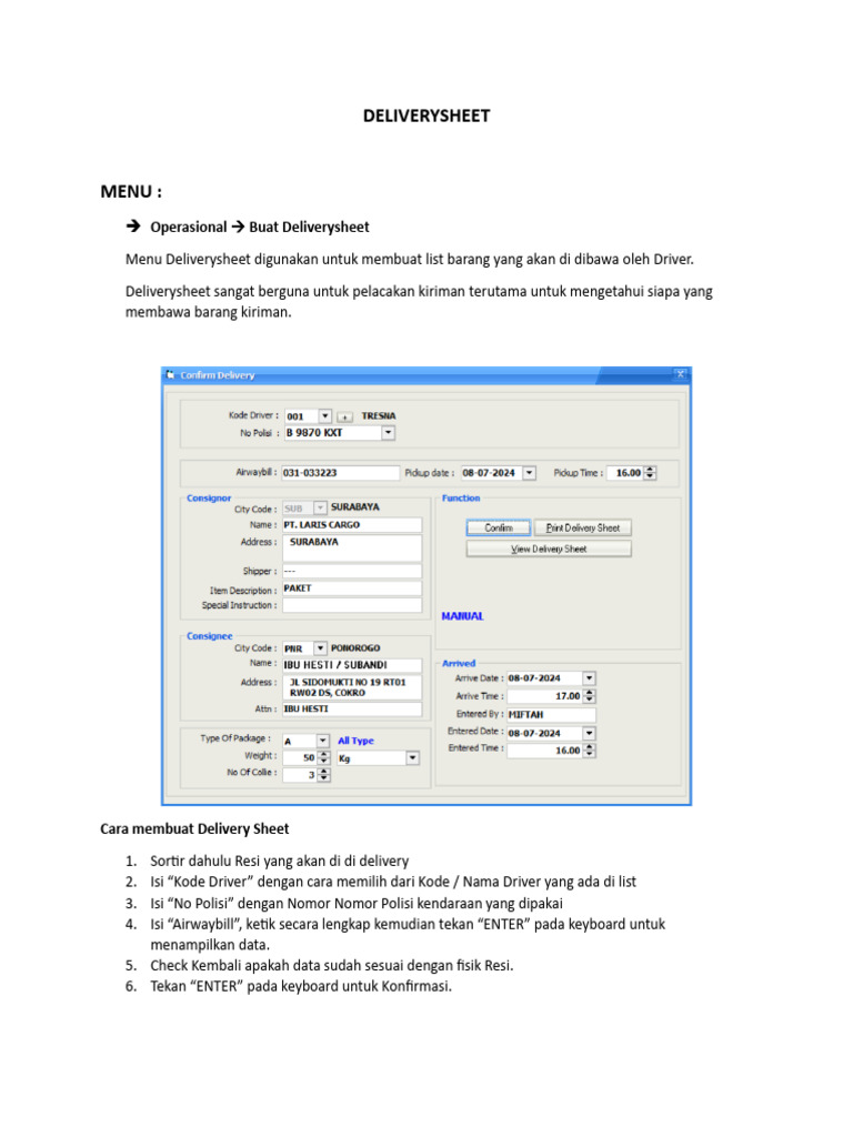 Smart Courier - Deliverysheet - 1 | PDF