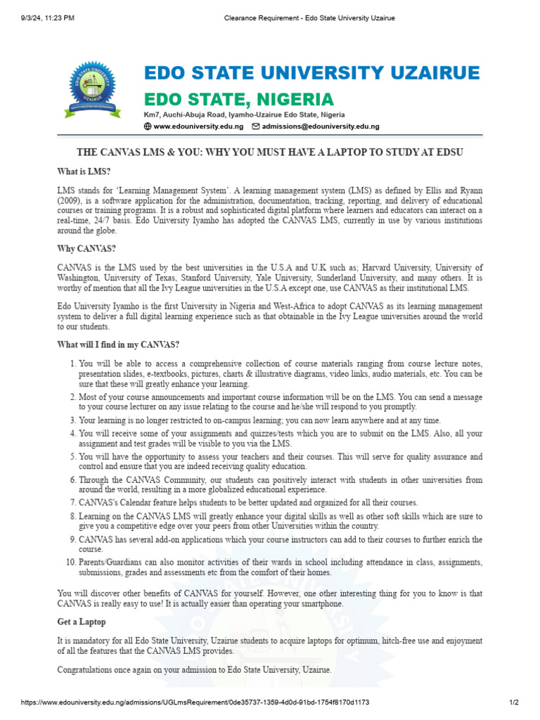 Edo State University Uzairue | PDF