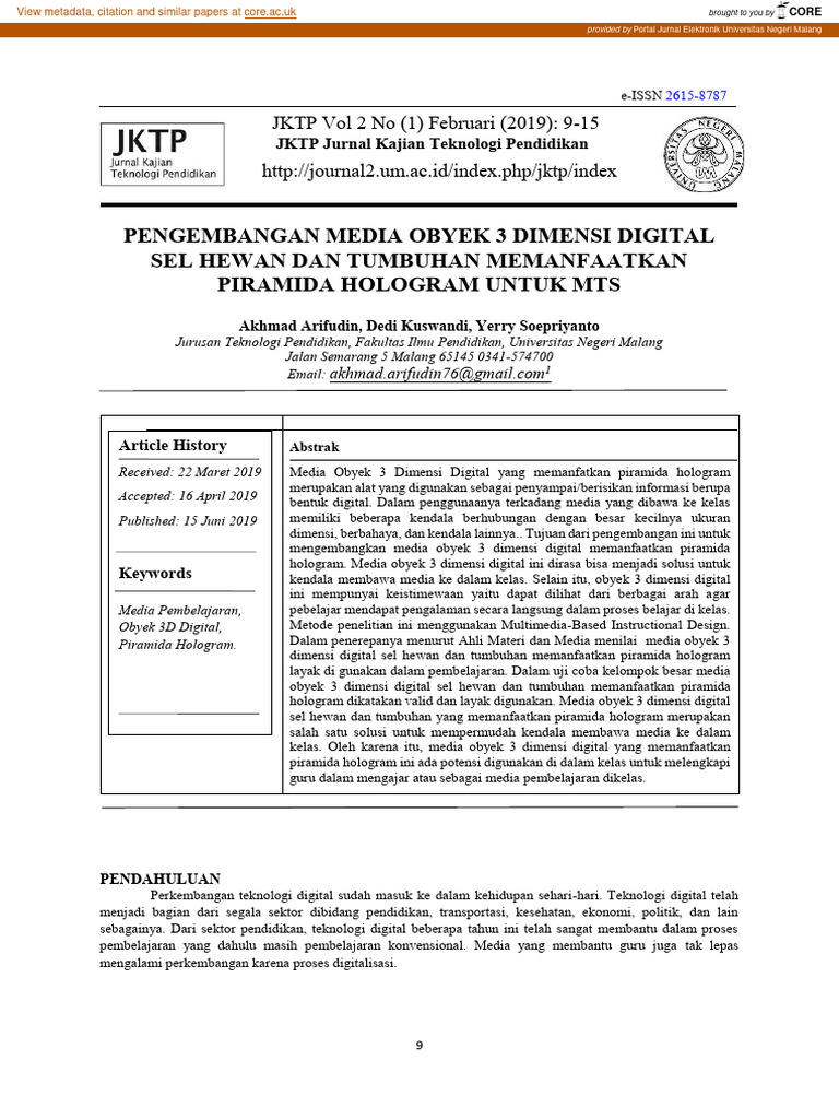 Pengembangan Media Obyek 3 Dimensi Digit | PDF