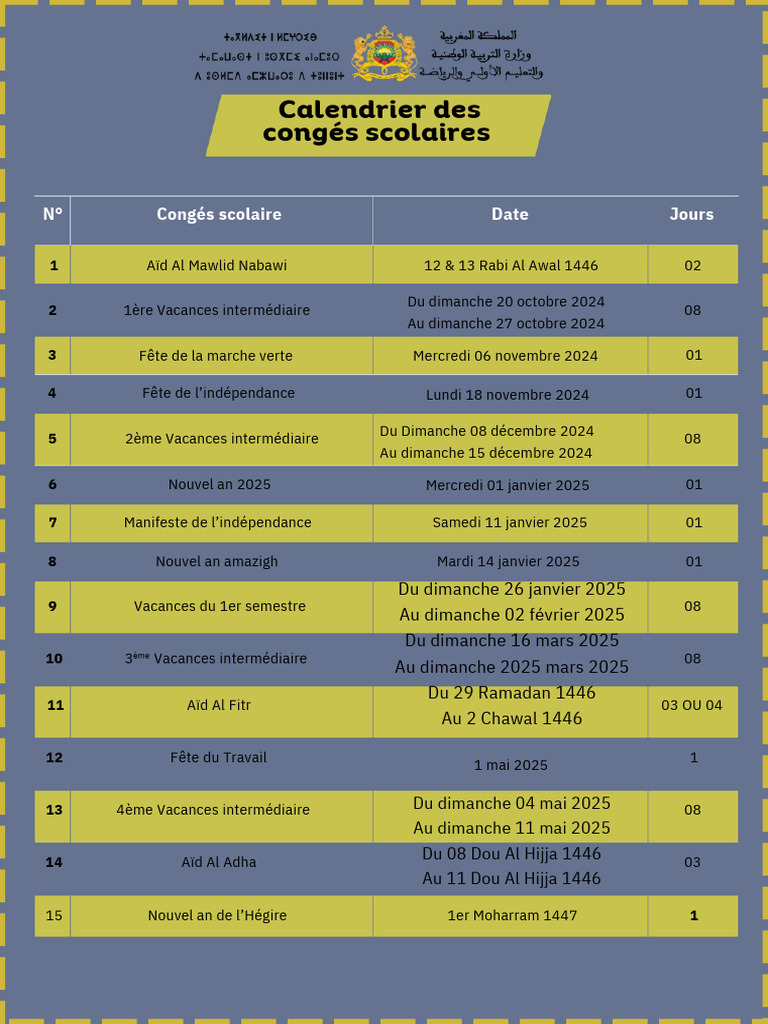 Conge-Scolaire Minhaj-Jadid - Com PDF | PDF