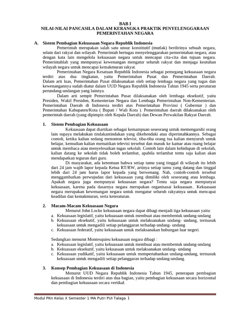 Ringkasan Materi PPKN Kelas X MA Putri PUI Talaga | PDF
