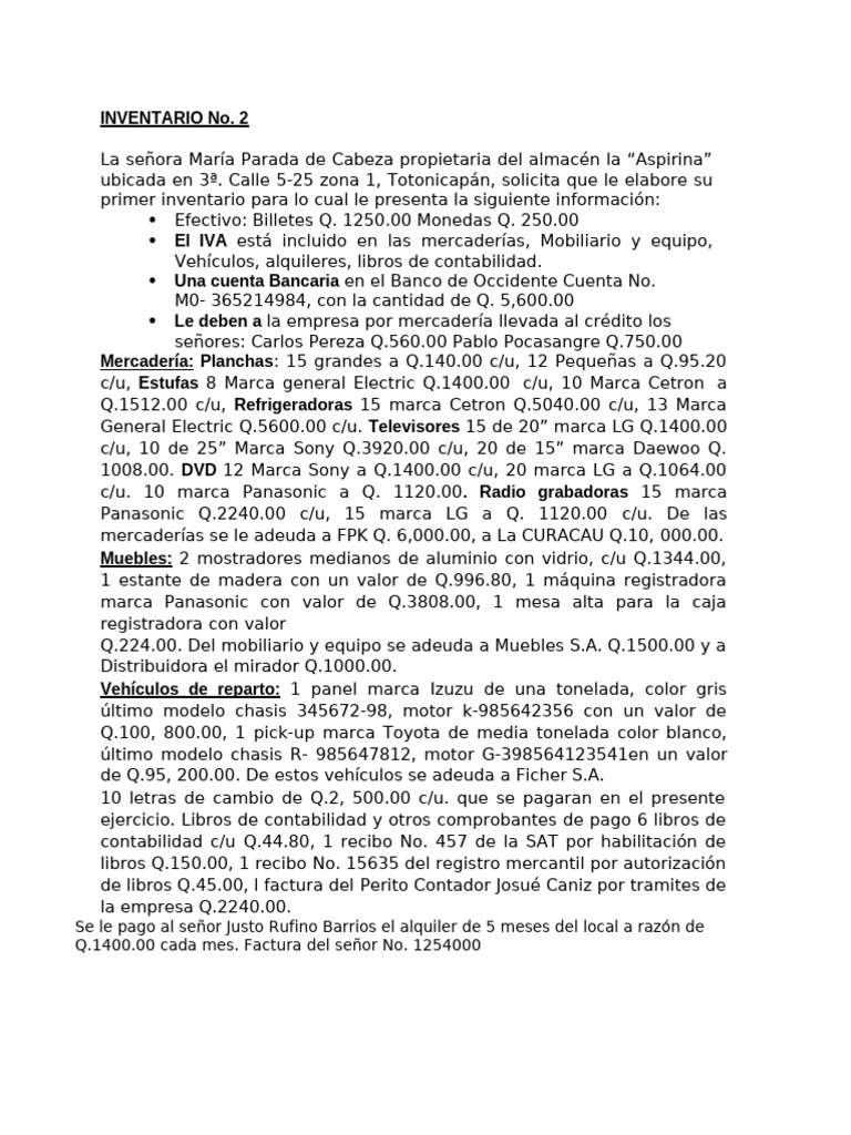 INVENTARIO No2 segundo | PDF