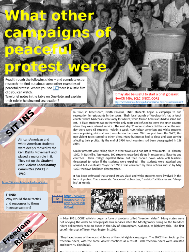 Info Slides Sit-Ins and Freedom Rides | PDF