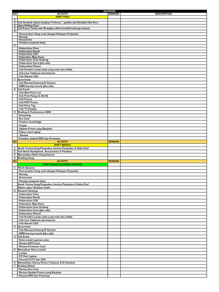 MI STORE Format Stock Opname Harian | PDF