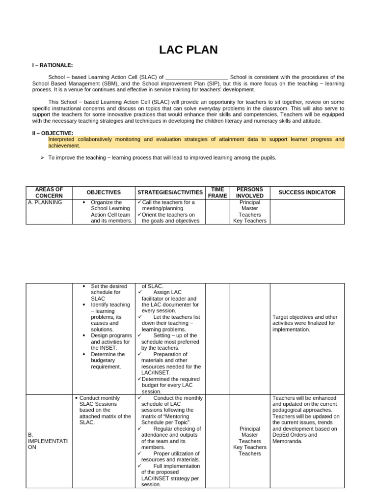 9 LAC PLAN c sample | PDF
